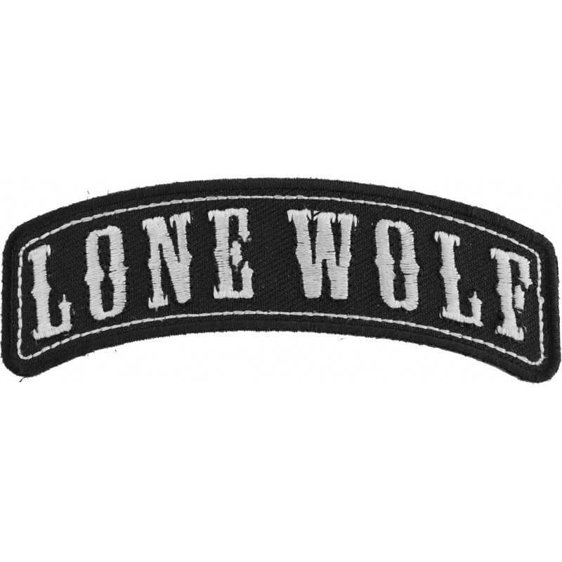 Patch, Small Embroidered Rocker (Iron-On or Sew-On), Lone Wolf (Nomad, No Club), 3.75" x 1.5 ...