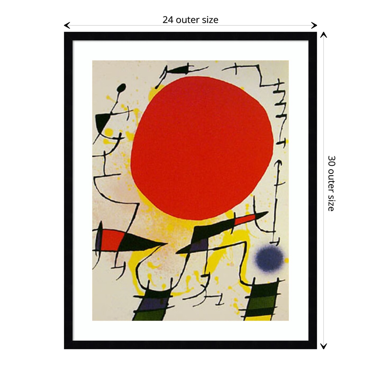 Le Soliel Rouge (The Red Sun) by Joan Miro Wood Framed Wall Art Print ...