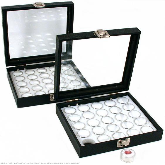 50 Gem Jars White Display Tray Glass Lid Travel Case | Michaels