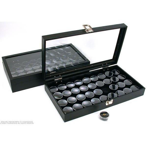 72 Gem Jars Black Display Tray Glass Lid Travel Case | Michaels