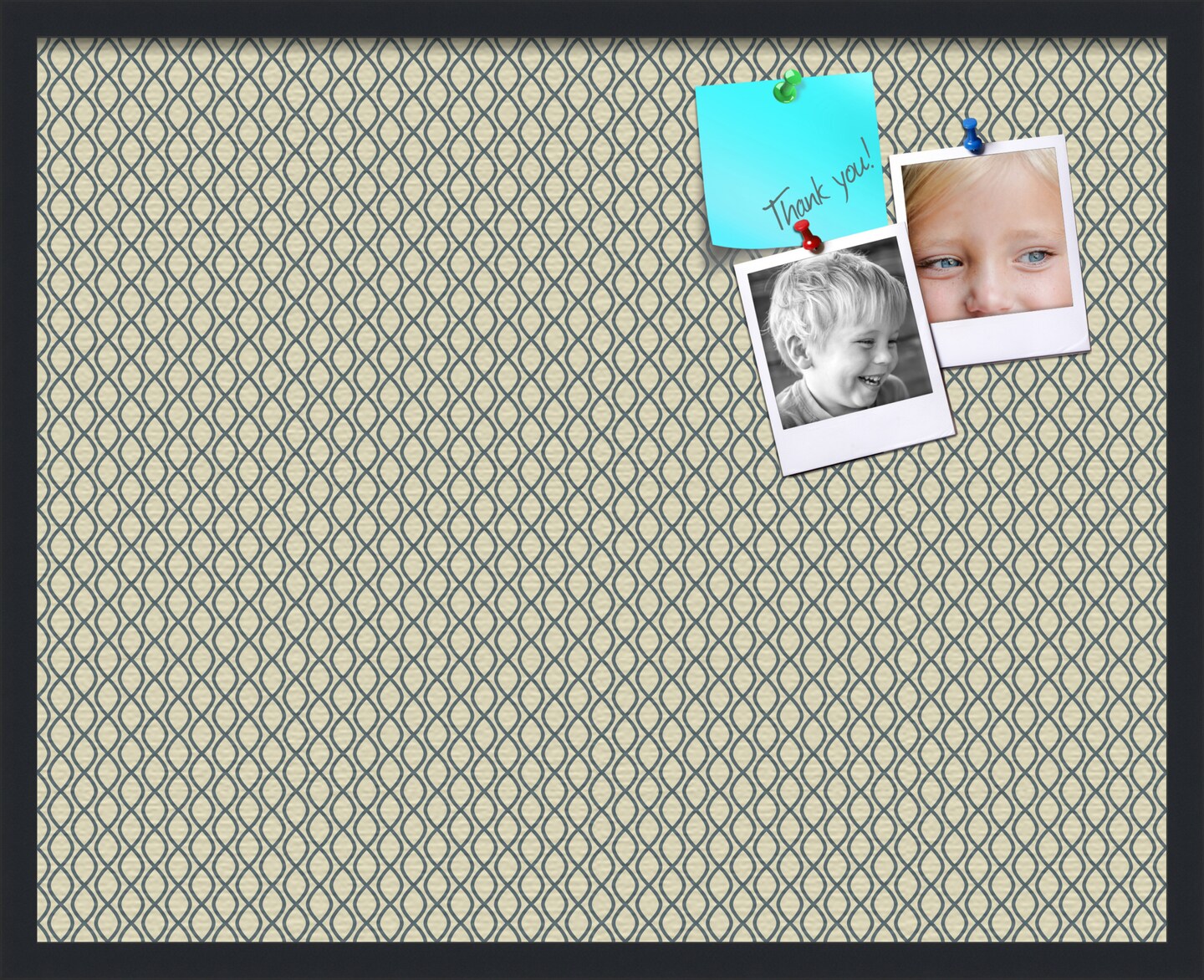 PinPix Custom Bulletin Board Yellow And Blue Waves Poster Board Has a ...