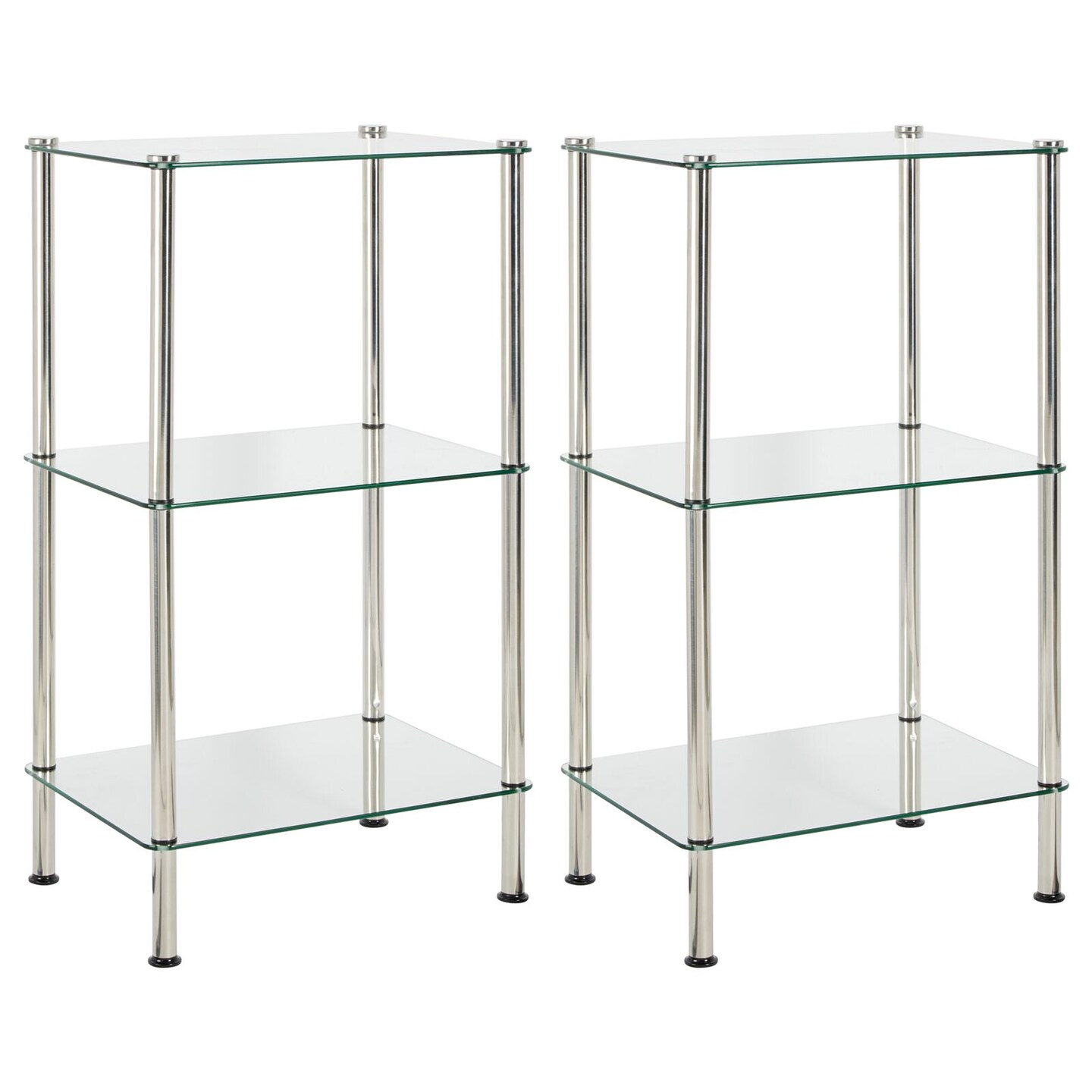 mDesign Metal/Glass 3-Tier Storage Tower w/ Glass Shelves, 2 Pack ...