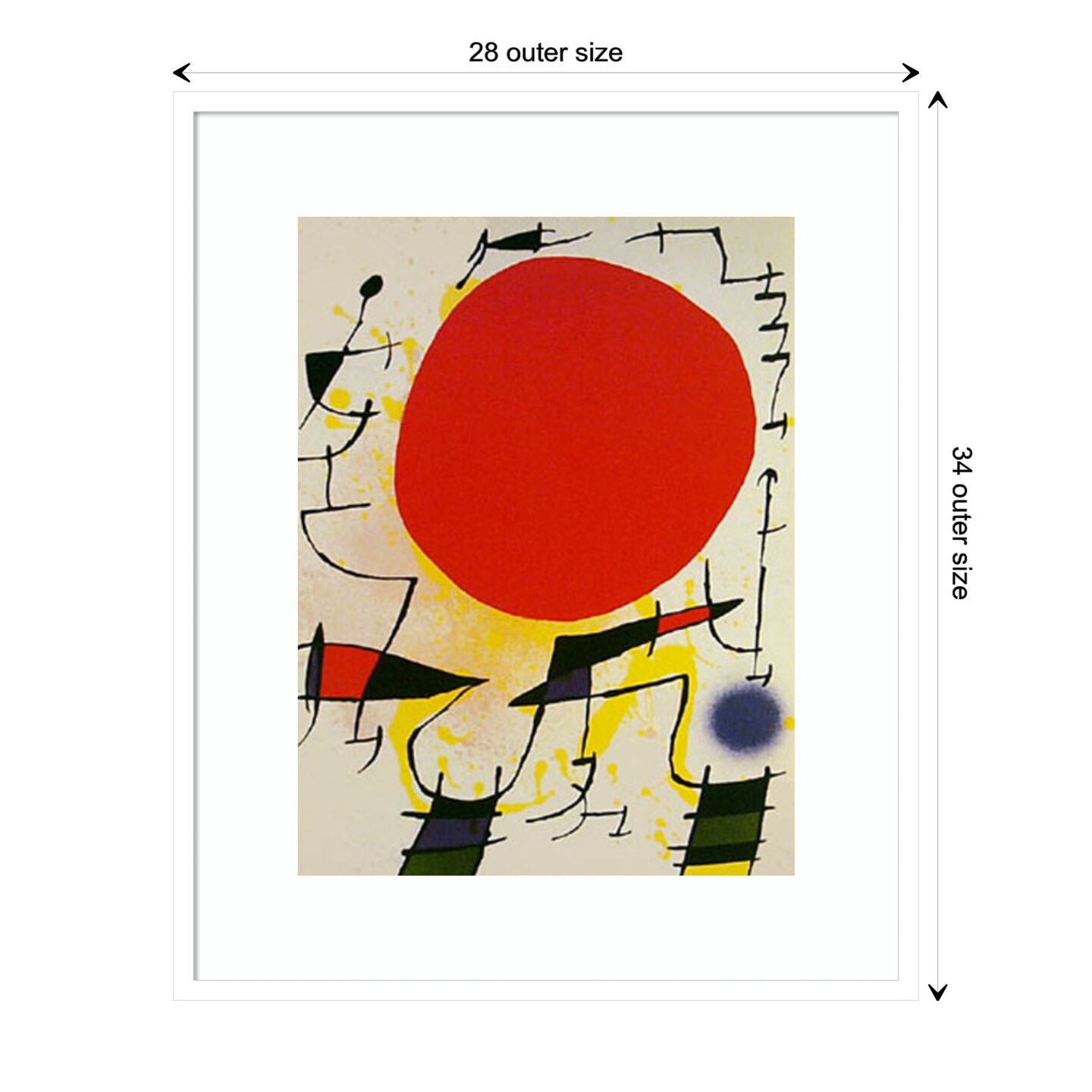 Le Soliel Rouge (The Red Sun) by Joan Miro Wood Framed Wall Art Print ...