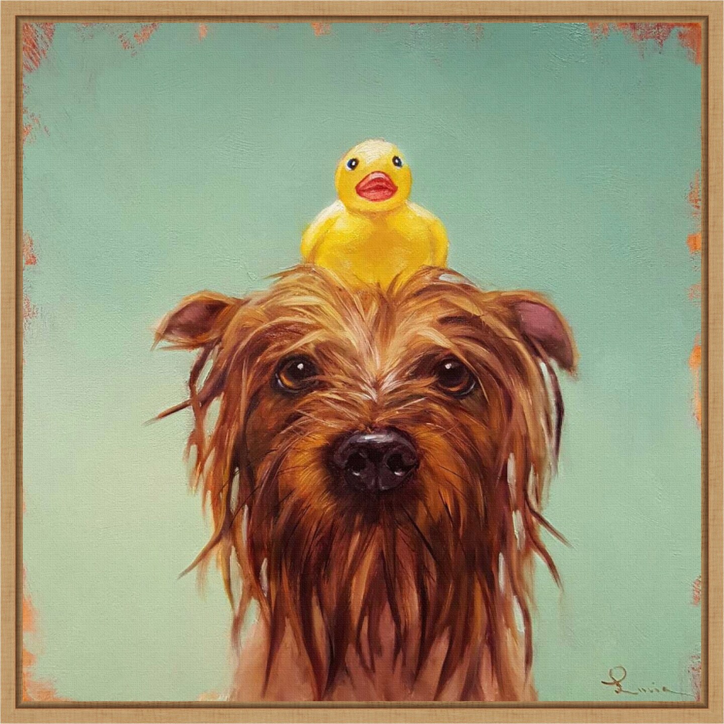 Bath Time (Dog and Duck) by Lucia Heffernan 16-in. W x 16-in. H. Canvas ...