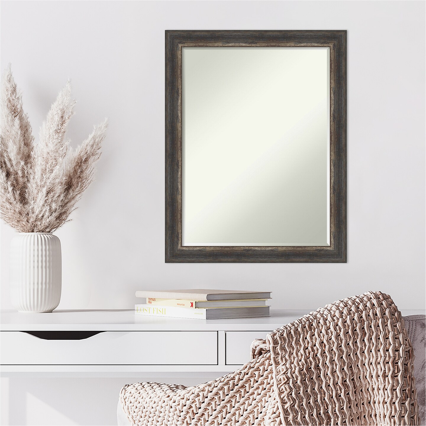 Petite Bevel Wall Mirror, Bark Rustic Char Narrow Frame | Mirrors | Michaels