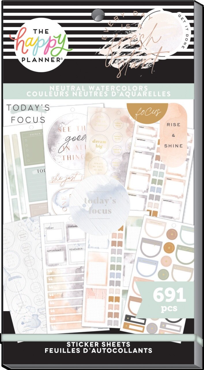 Happy Planner Sticker Value Pack-Neutral Watercolors | Stencils & Forms ...