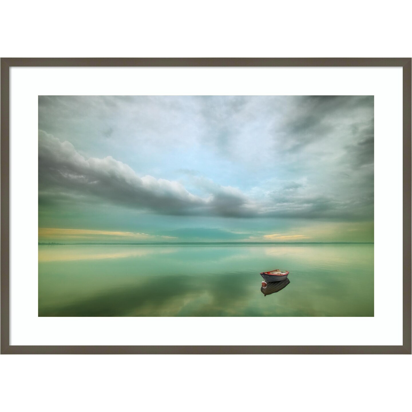 Boat by Krzysztof Browko Wood Framed Wall Art Print 41 in. W x 30 in. H ...