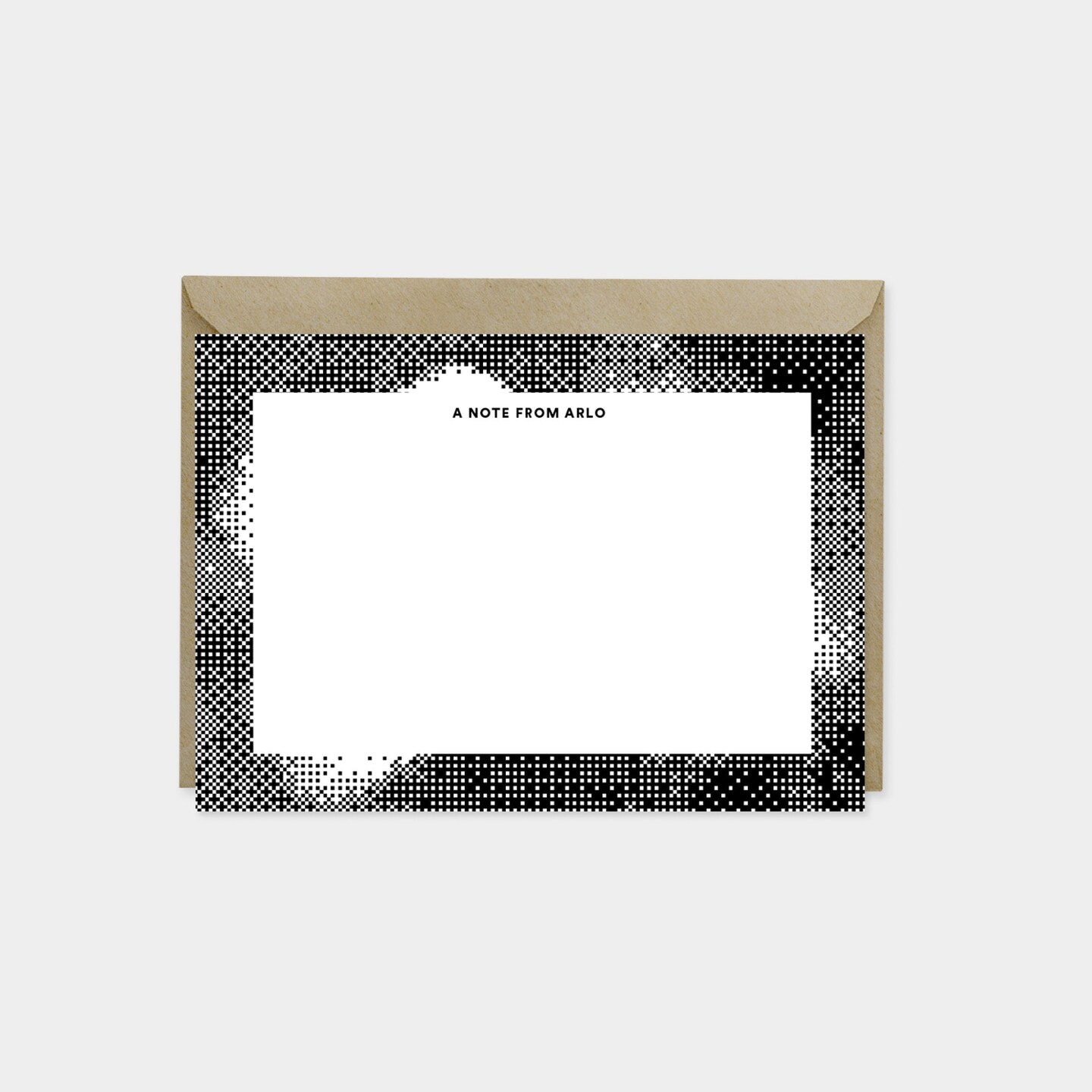 8-Bit Black and White Notecard Set with Patterned Border, Modern ...