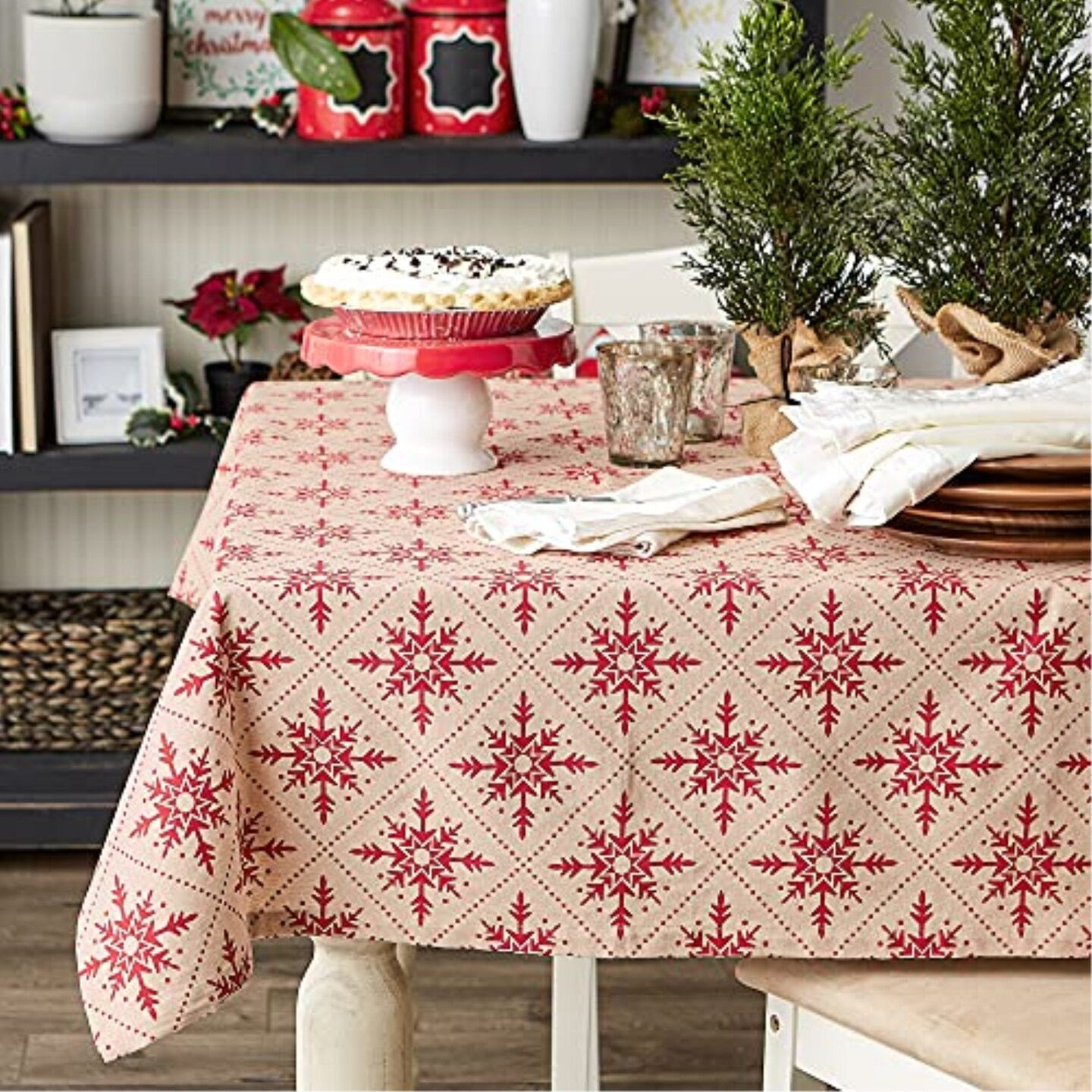 DII Scandinavian Snowflakes Printed Tablecloth 70" Round | Michaels