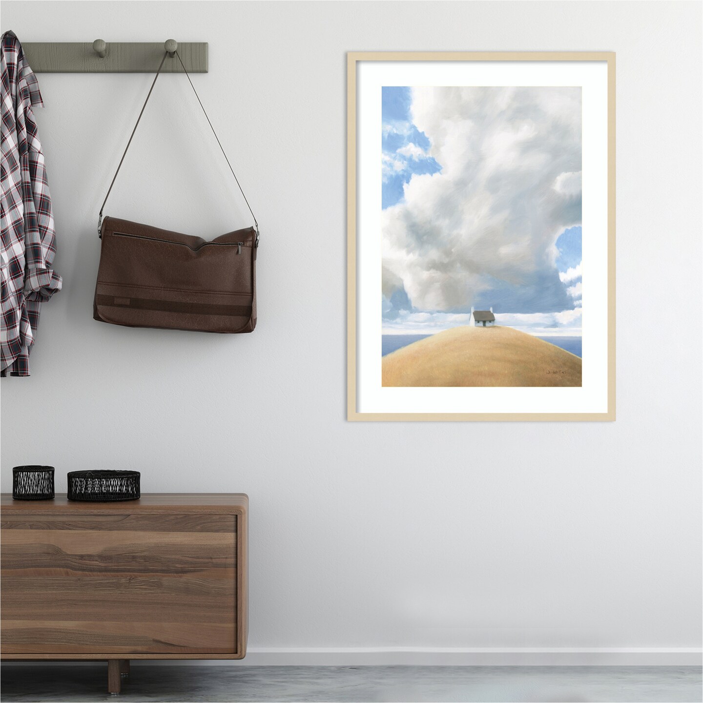 House on the Hill by James Wiens Wood Framed Wall Art Print 30 in. W x ...