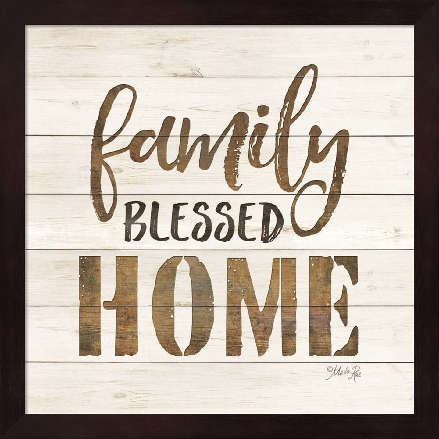 Family Blessed Home by Marla Rae, Framed Wall Art, 13.25W x 13.25H ...