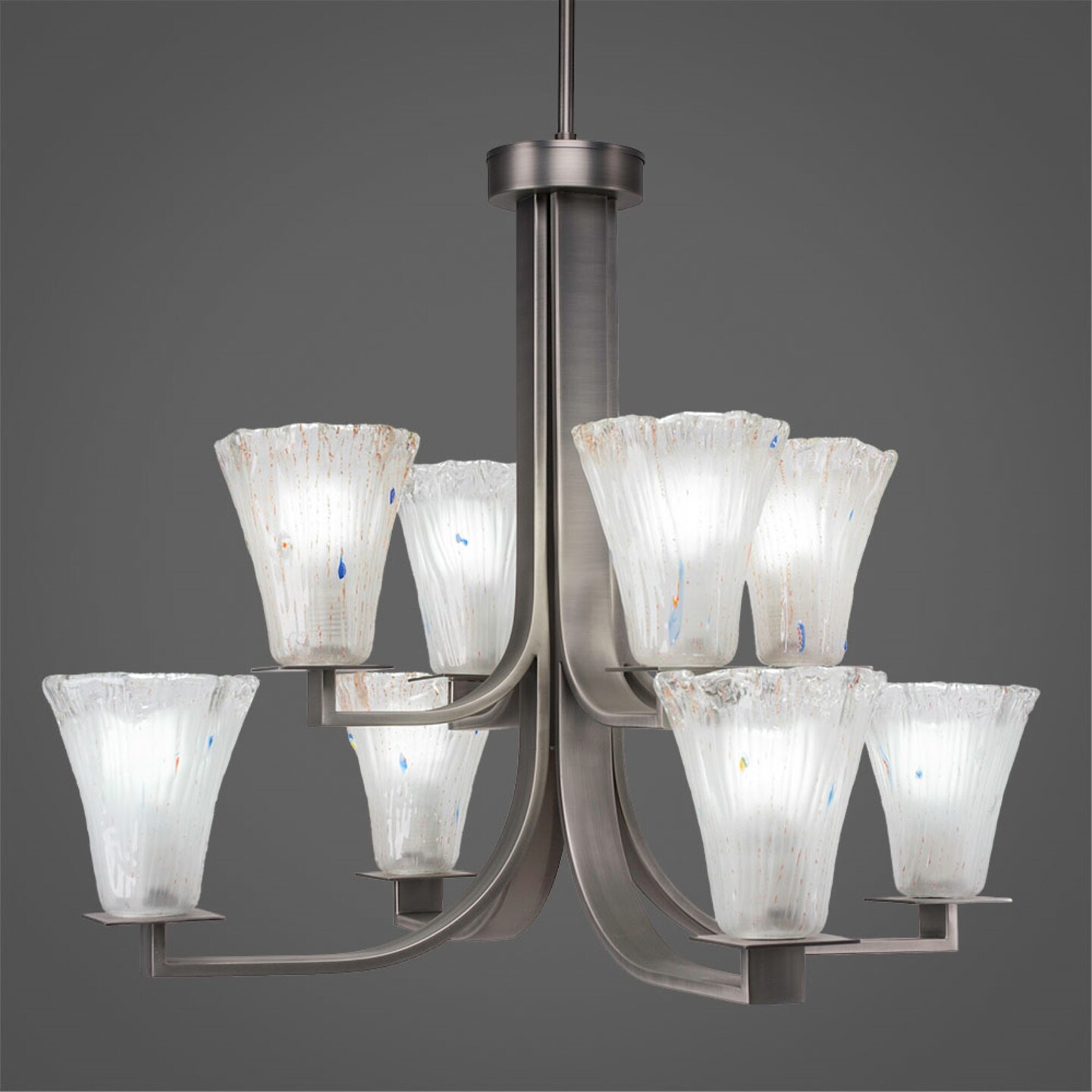 Apollo 8 Light Chandelier With Hang Straight Swivel Shown In Graphite ...