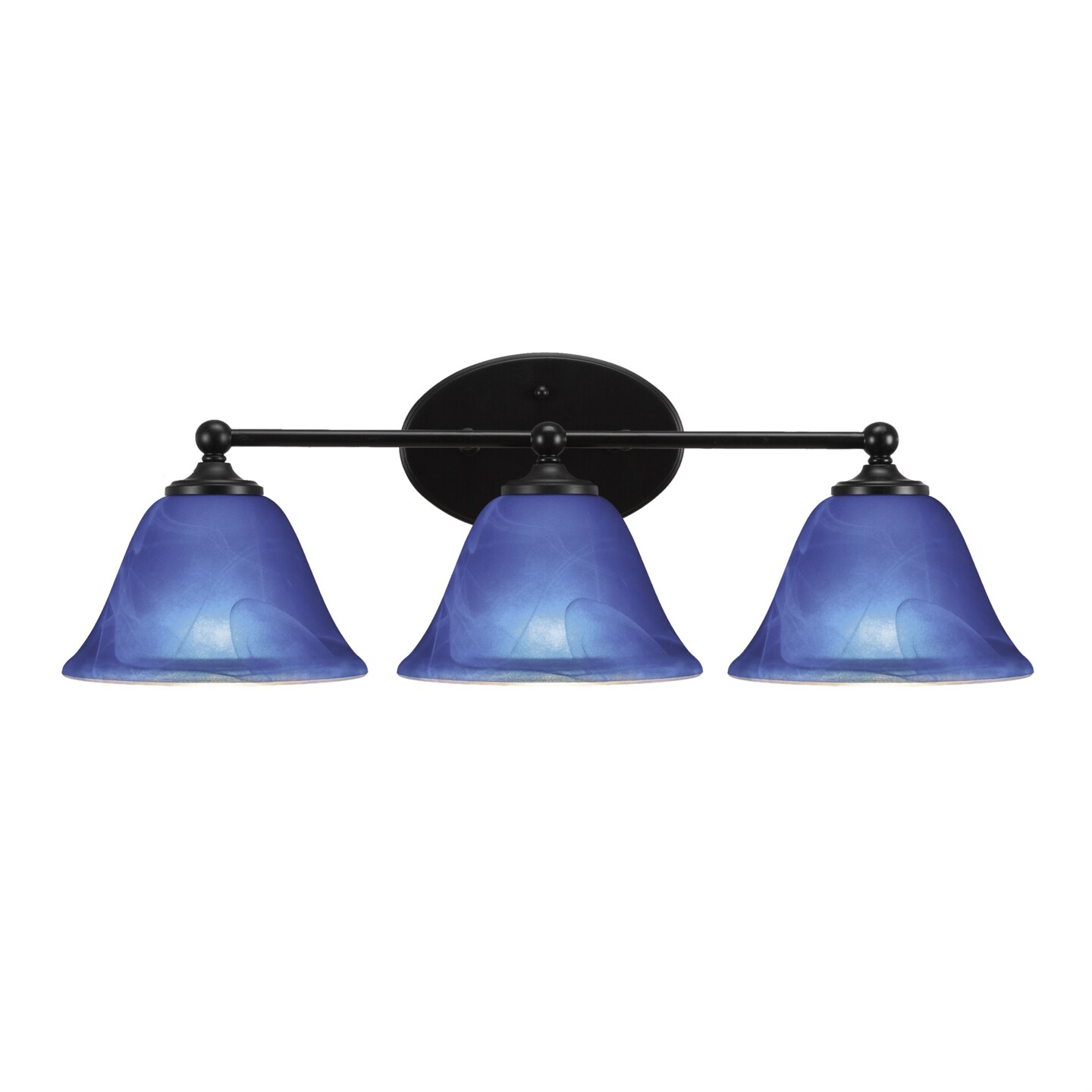 Capri 3 Light Bath Bar Shown In Matte Black Finish With 7" Blue Italian ...