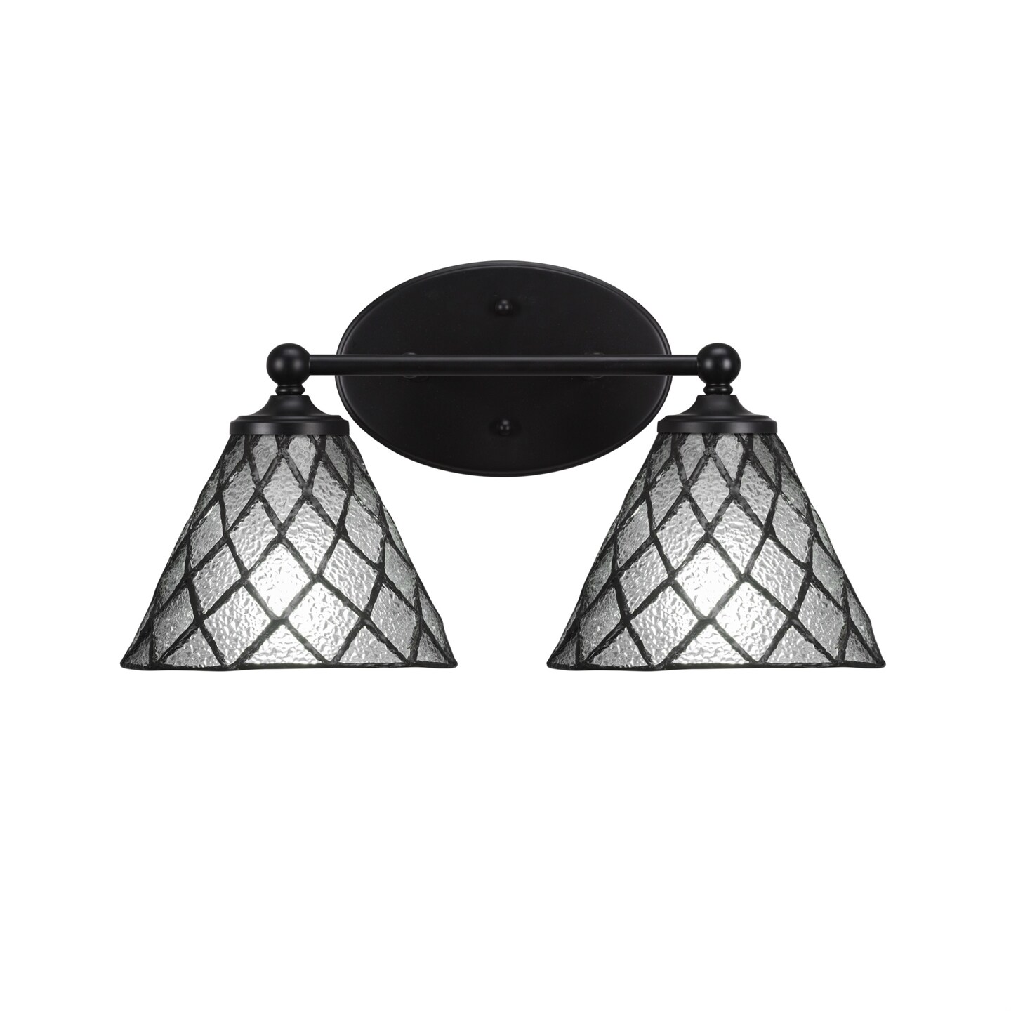 Capri 2 Light Bath Bar Shown In Matte Black Finish With 7" Diamond Ice ...