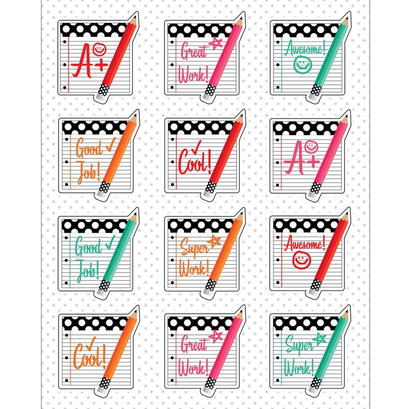 Black White And Stylish Brights Motivators Stickers Pack Of 72