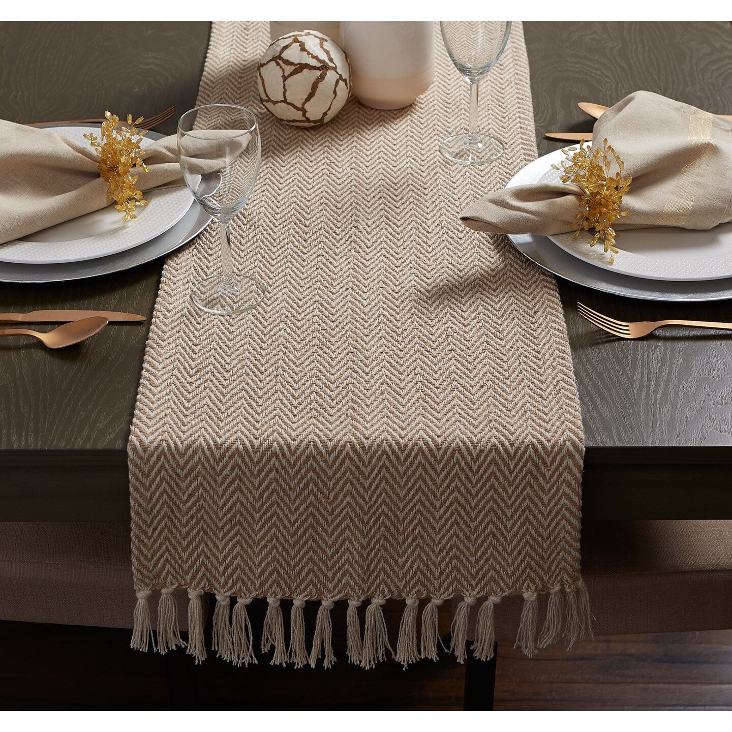 DII Stone Handloom Chevron Table Runner 15x108 | Michaels