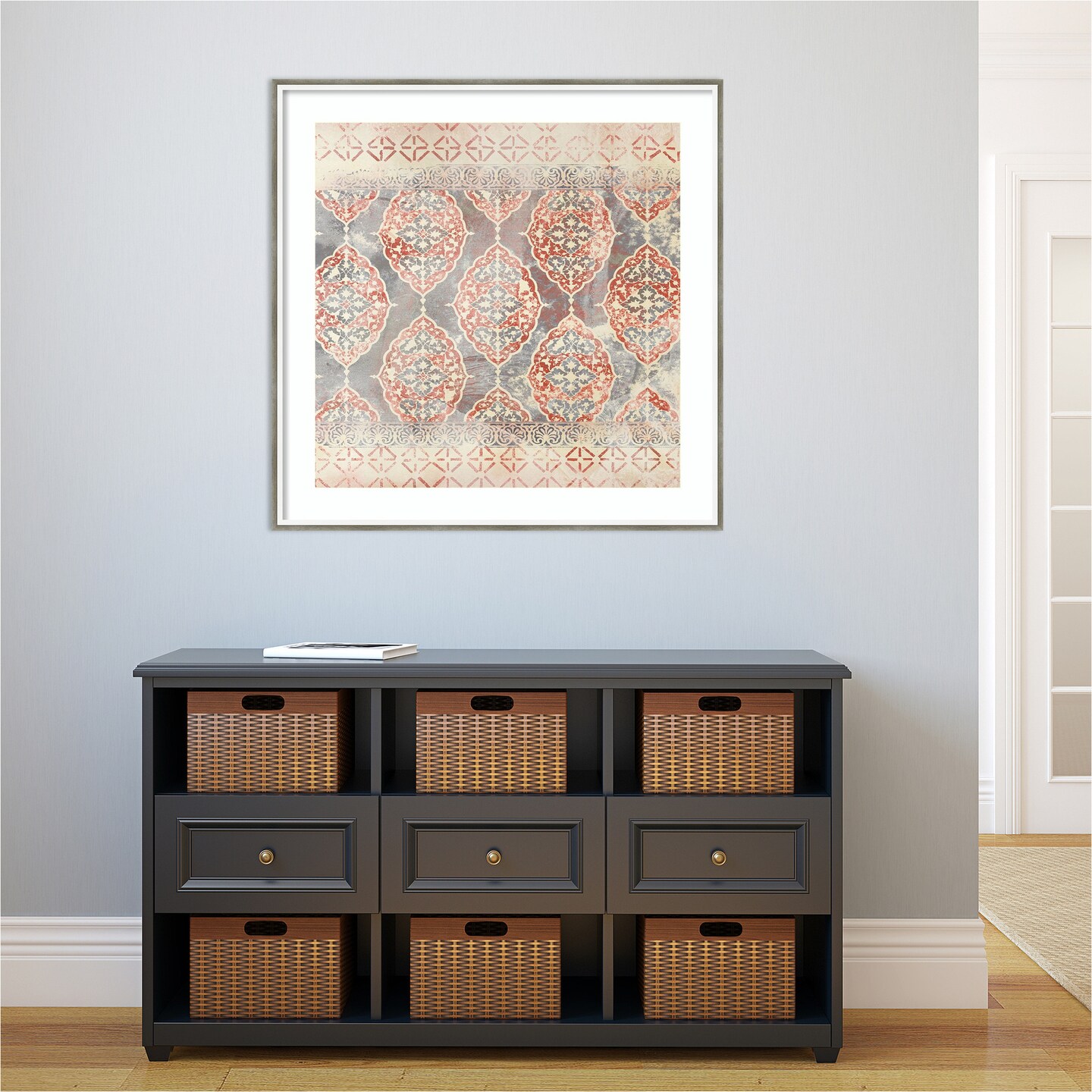 Earthy Indigo Textile III by June Erica Vess Wood Framed Wall Art Print ...