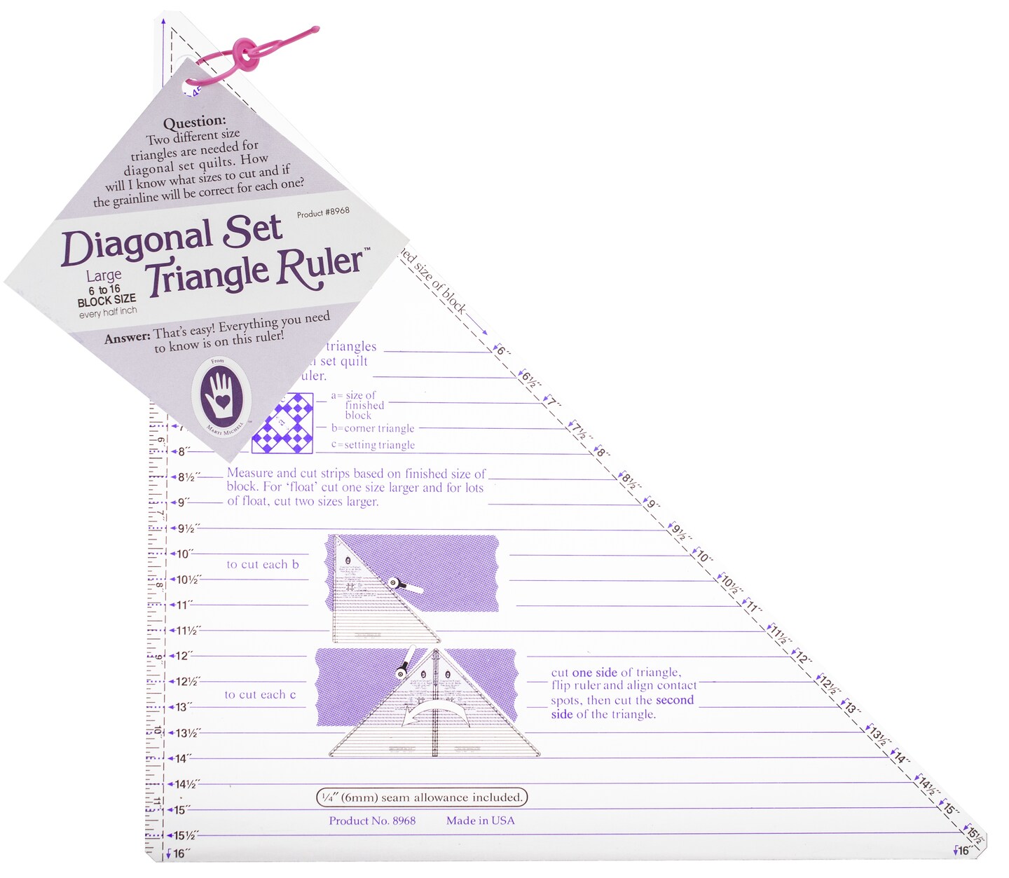 Marti Michell Large Diagonal Set Triangle Ruler-6" To 16" Blocks ...