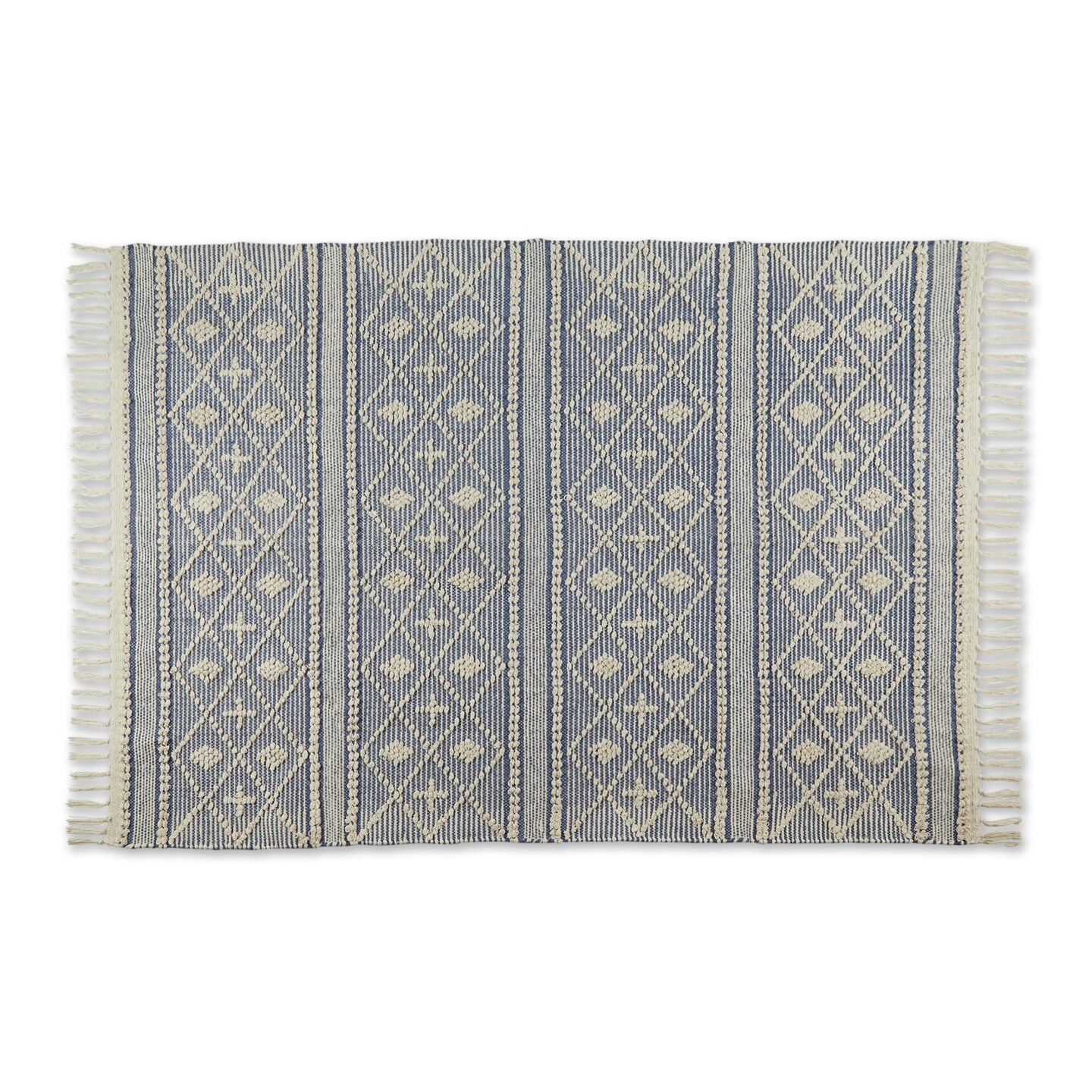 DII Natural and French Blue Diamond Textured Hand-Loomed Rug 4x6 Ft ...