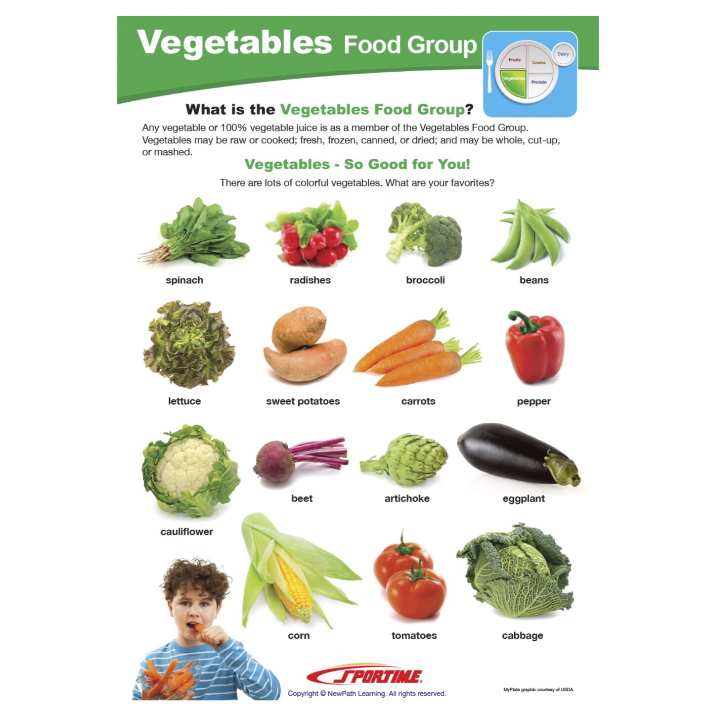 Sportime Vegetables Food Group Visual Learning Guide, 4 Pages, Grades 1 ...