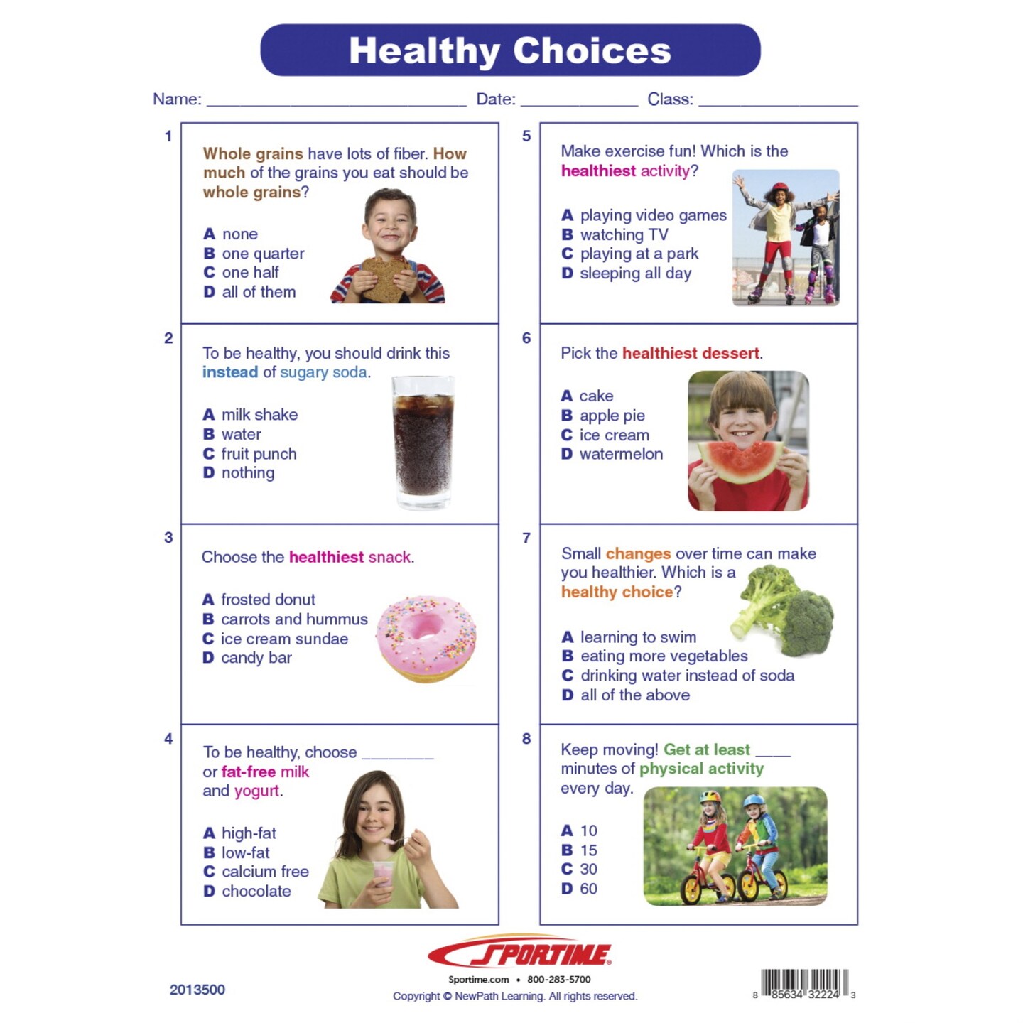 Sportime Making Healthy Decisions Visual Learning Guide, 4 Pages ...