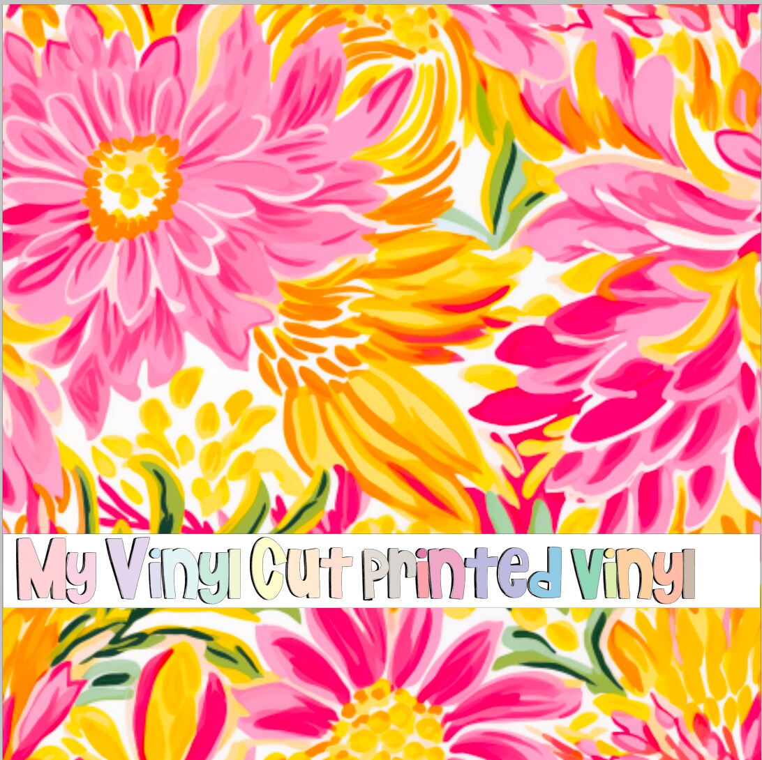 12 x 12 inch Sheet of Printed Vinyl or HTV in the Preppy Florals N ...