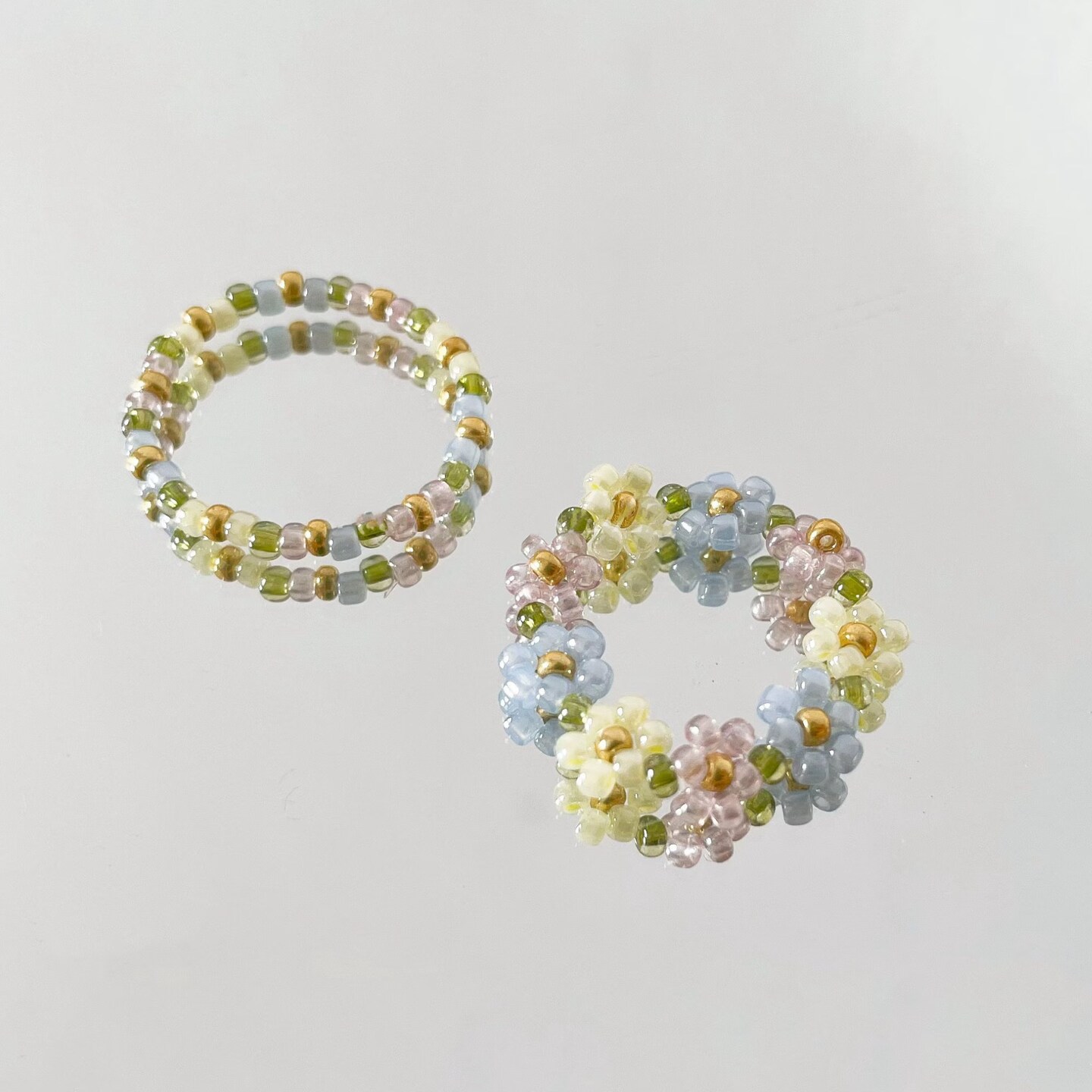 Beaded Flower Rings, Y2K Rings, Daisy Ring, Flower Ring, Cute Ring ...