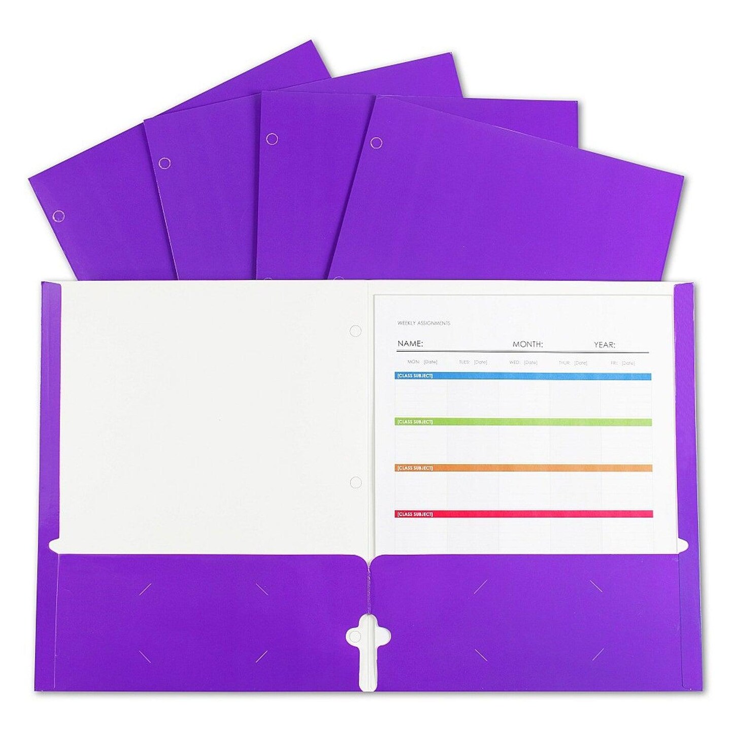 2-Pocket Laminated Paper Portfolios with 3-Hole Punch, Purple, Box of ...