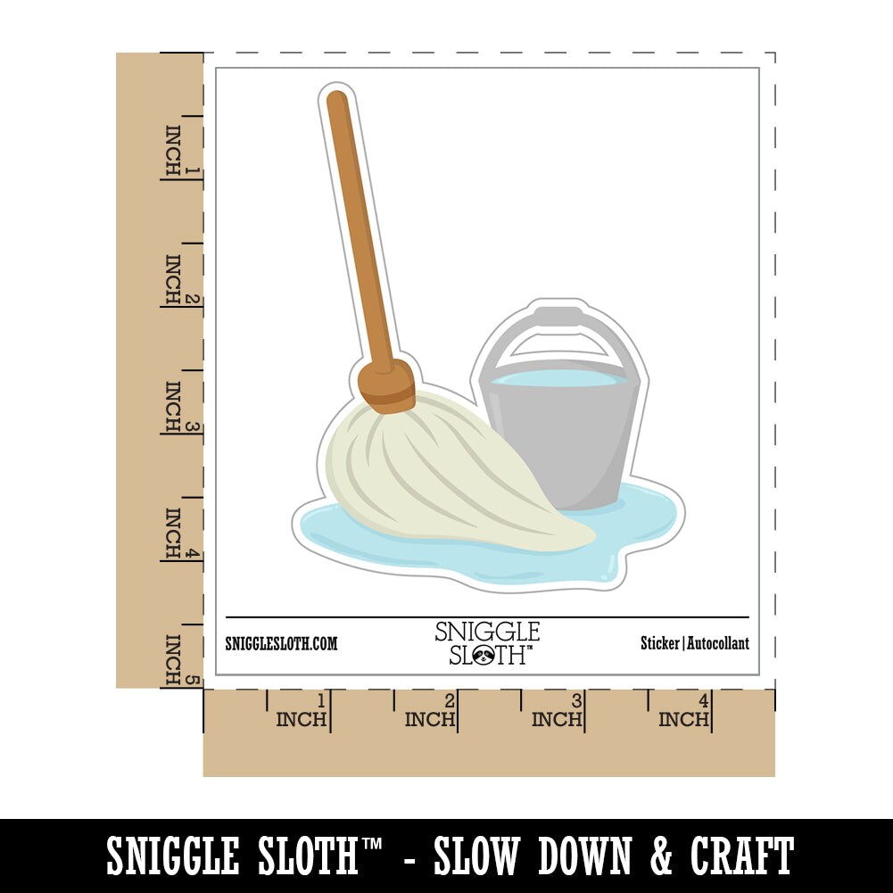 Mop and Bucket Cleaning Waterproof Vinyl Phone Tablet Laptop Water ...