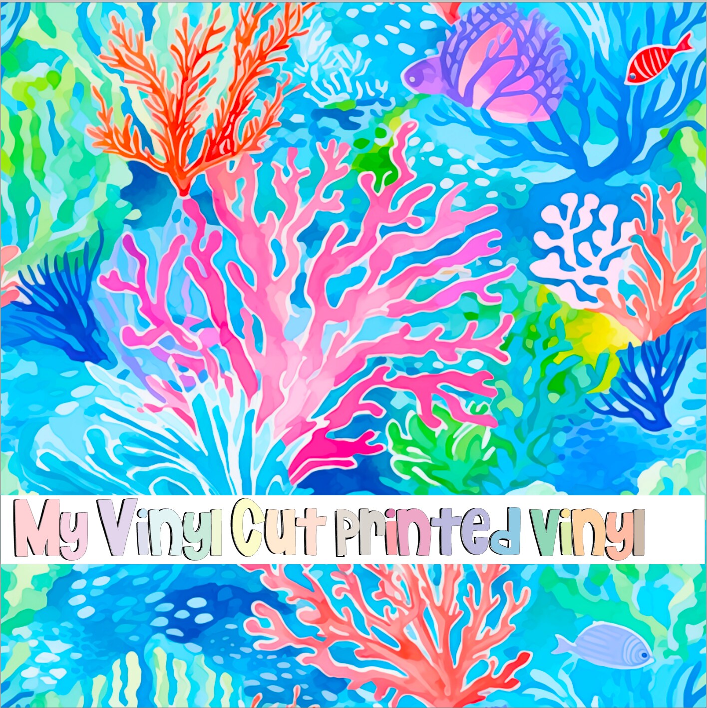 12 x 12 inch Sheet of Printed Vinyl or HTV in the Coral Reef A Pattern ...
