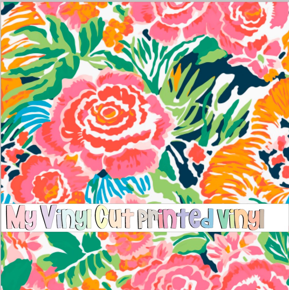 12 x 12 inch Sheet of Printed Vinyl or HTV in the Animal Print Floral S ...