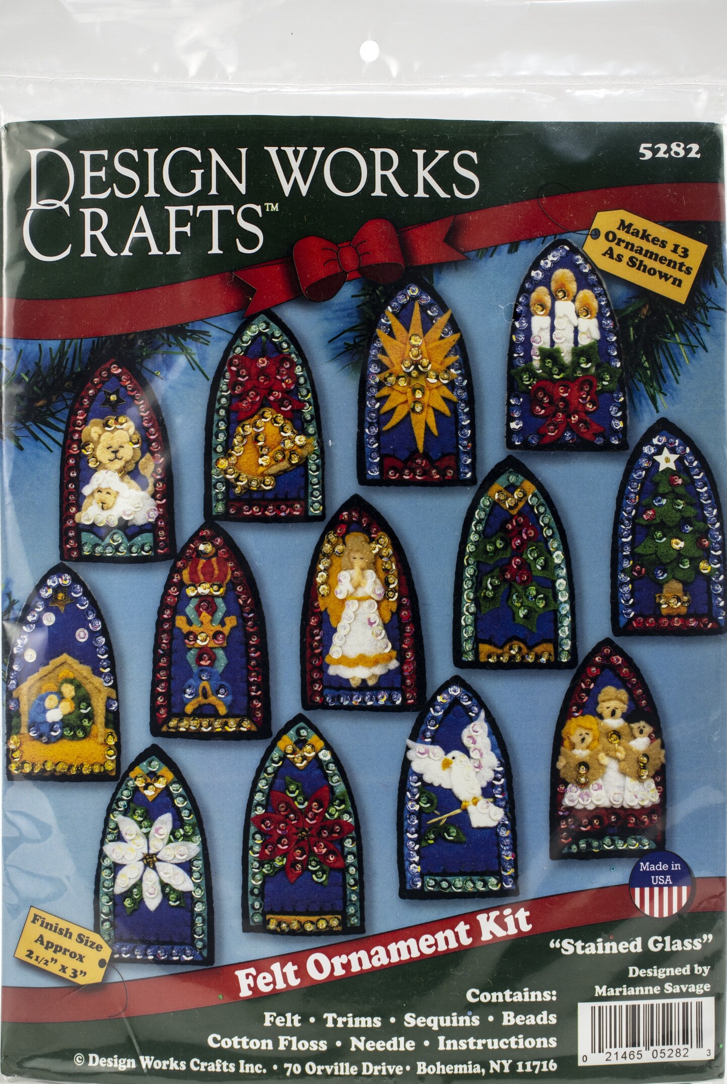 Design Works Felt Ornament Applique Kit 2"X3.5" Set Of 13-Stained Glass ...