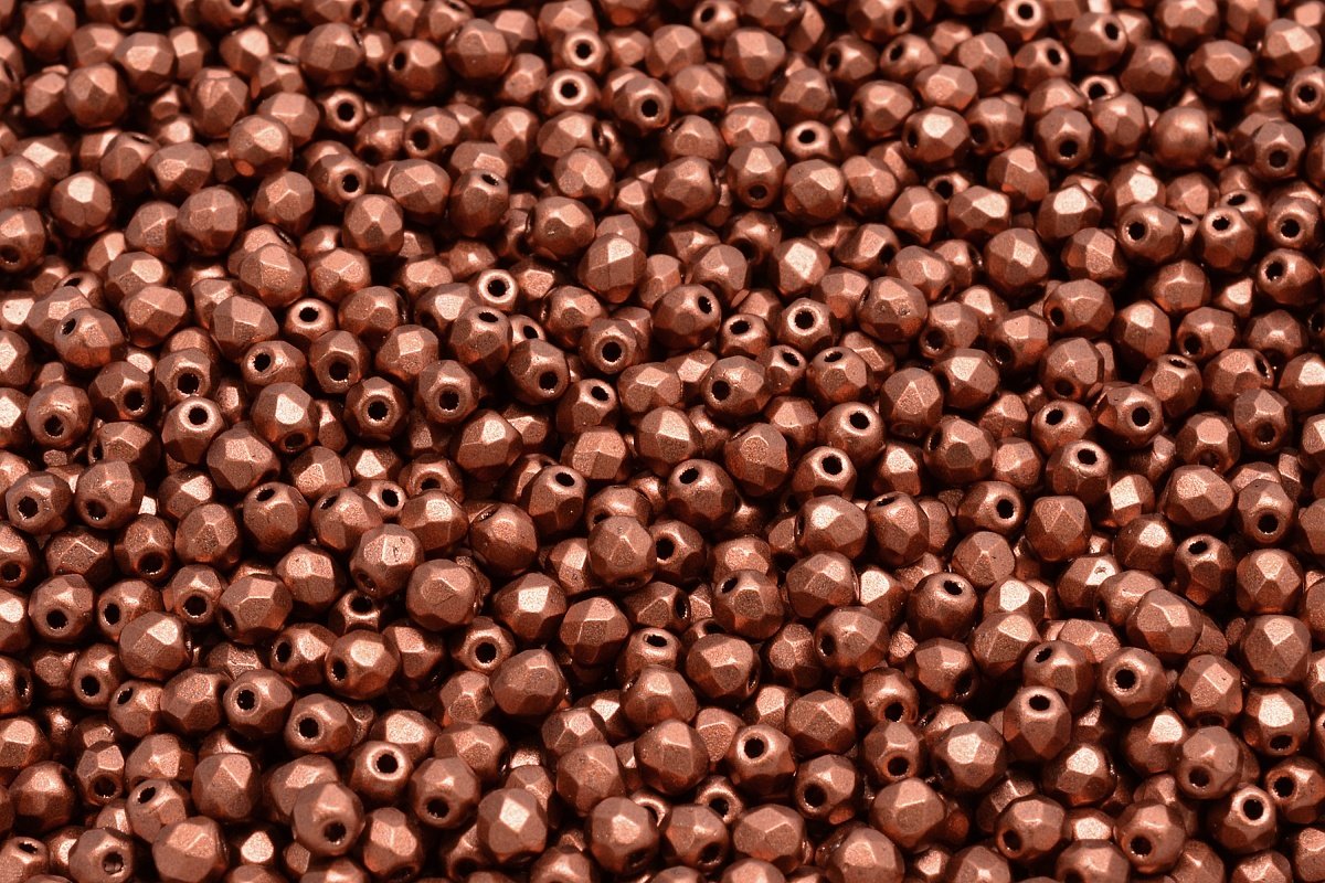 3mm Czech Fire Polish Round Bead, Bronze Red Matte, 50 pieces | Michaels