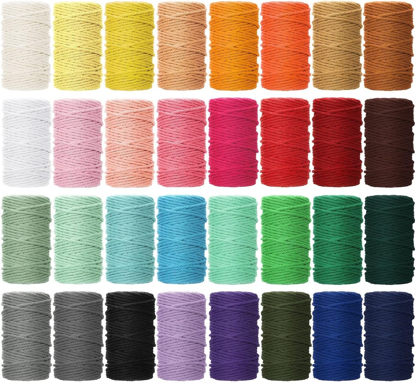 32 Rolls Macrame Cord 4 Strand 3 MM X 1760 Yards Natural Cotton Macrame ...