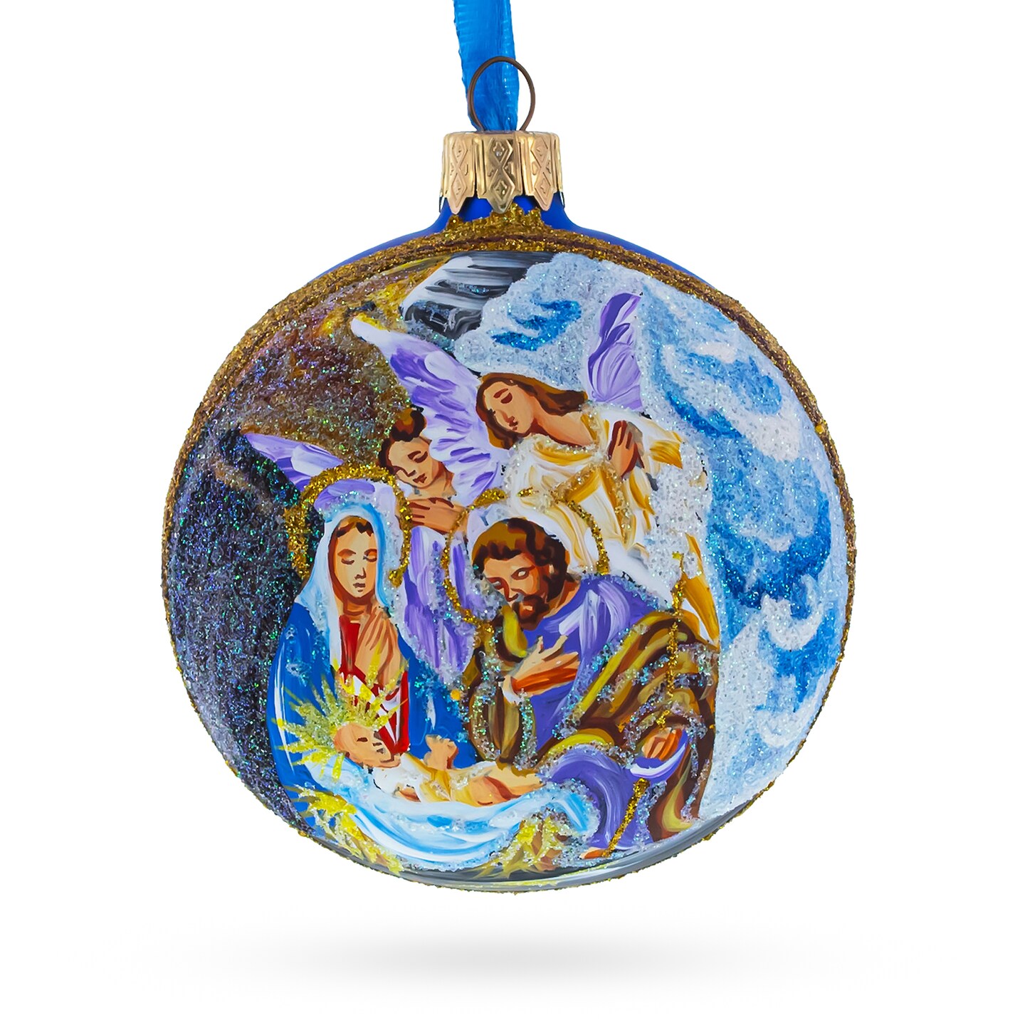 Divine Angels Admiring Jesus Nativity Scene Glass Ball Christmas ...