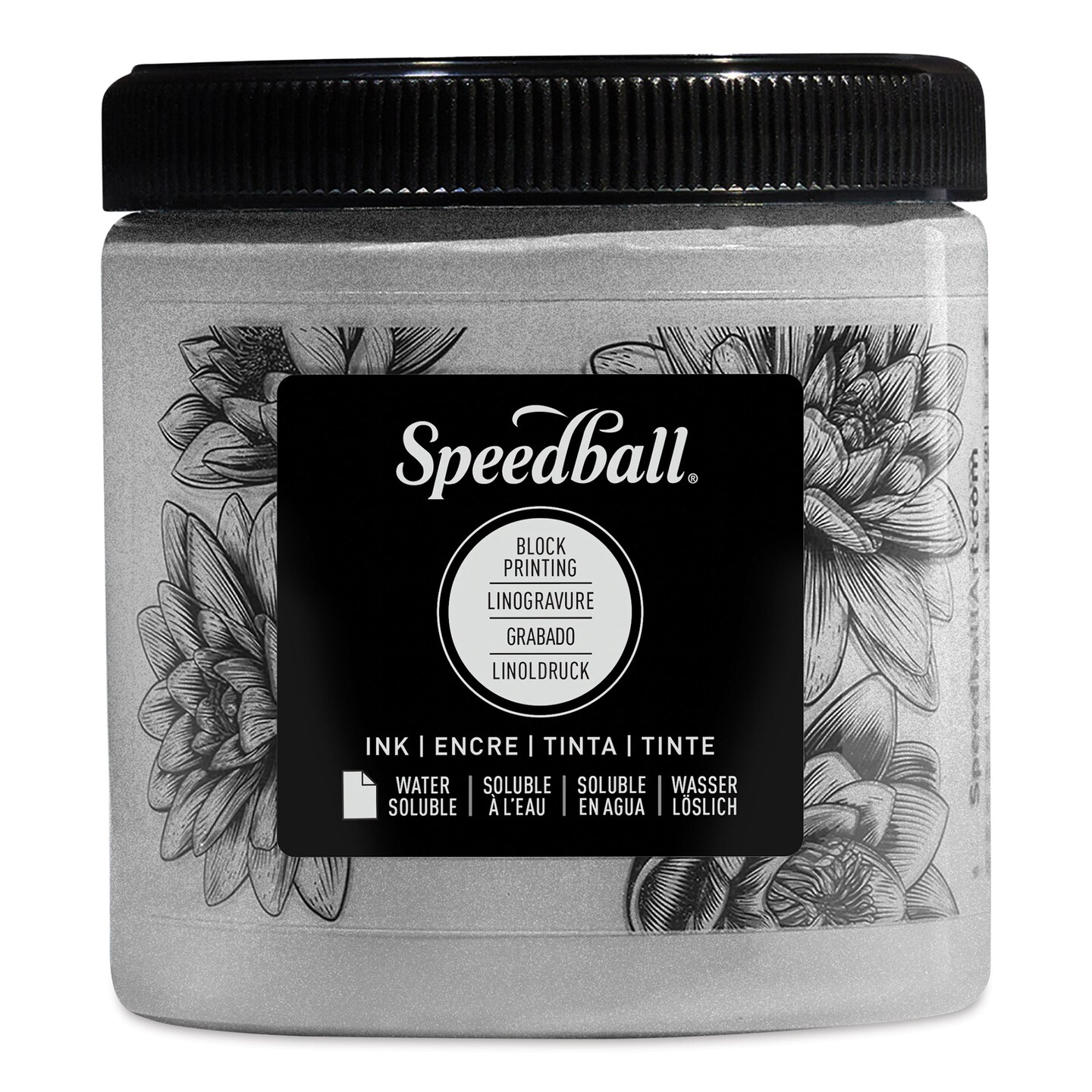 Speedball Water-Soluble Block Printing Ink - Silver (Metallic), 8 oz ...