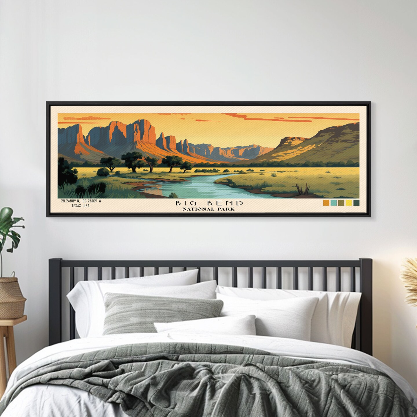 Big Bend National Park Panoramic Travel Art, Framed Canvas Print, Wood ...