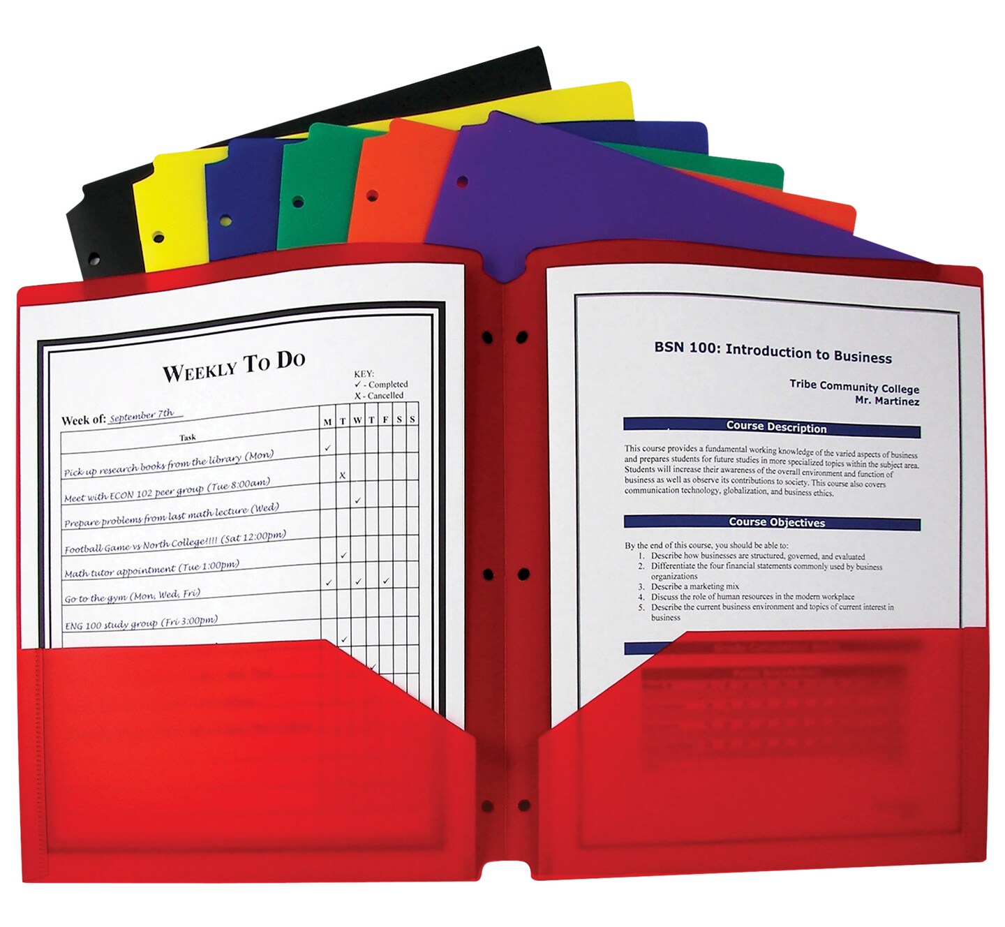 C-Line 2-Pocket Poly Folder, 3 Hole Punched, Assorted Colors, Set of 36 ...