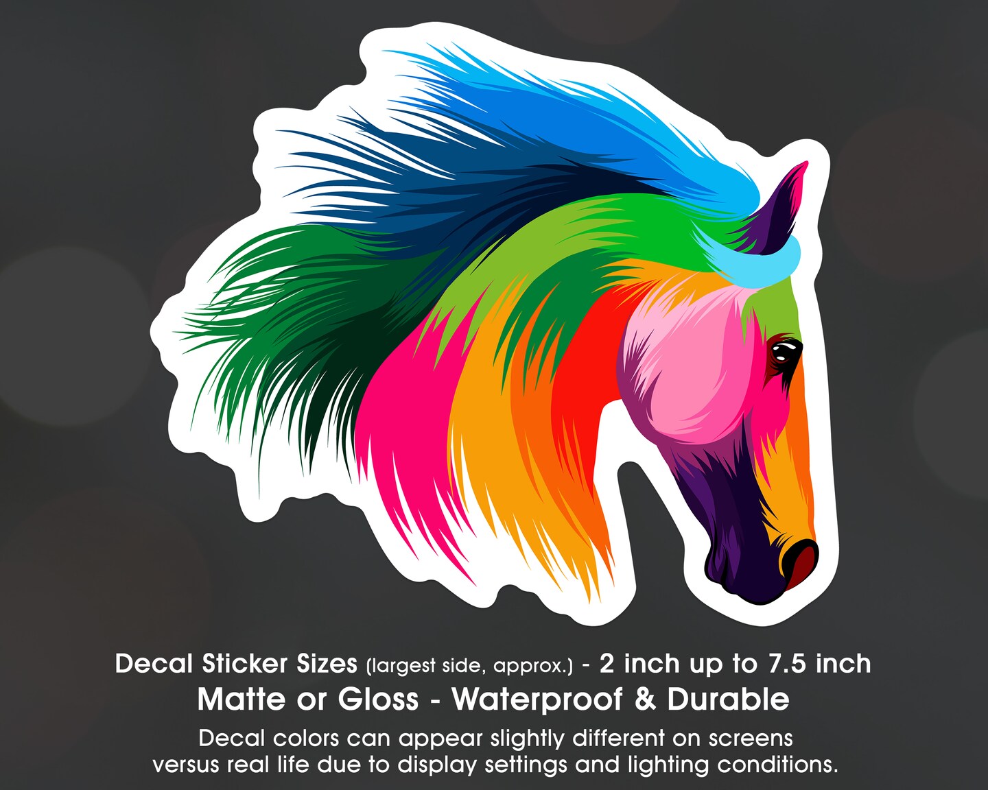 Horse Head Color Splash, Vinyl Decal Sticker In Multiple Sizes ...