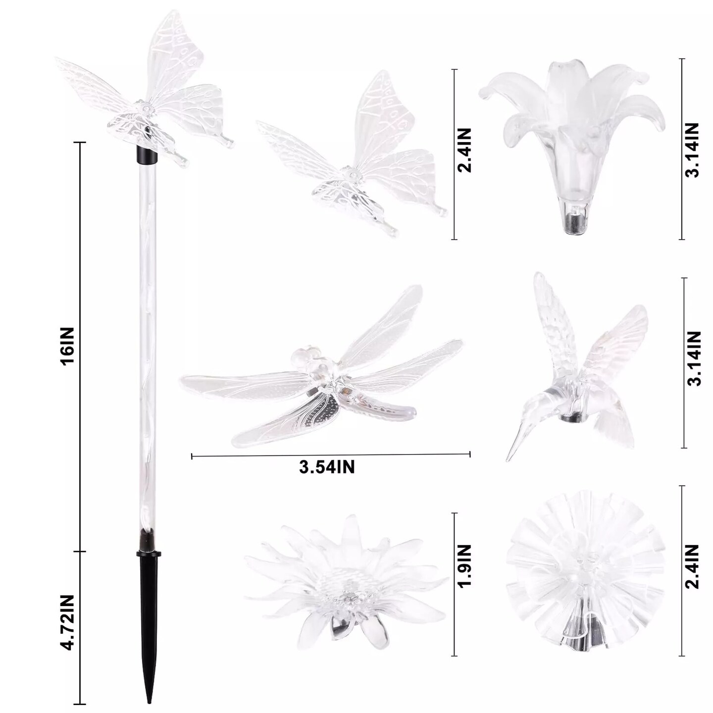 Liveasily Set of 6 Arcylic Solar Lights for Outside, Garden Decorations ...