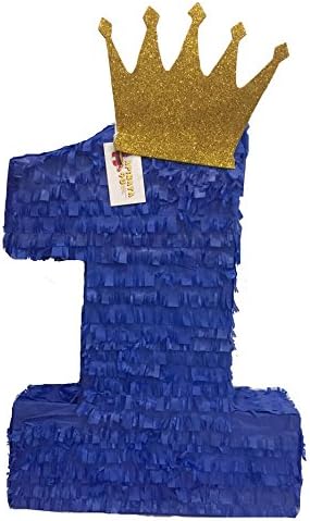 APINATA4U Large 20" Royal Blue and Gold Crown Number One Pinata First ...