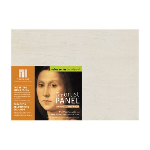 ARTIST PANEL UNPRIMED BASSWOOD PANEL 1.5 INCH CRADLED 5X7 | Michaels