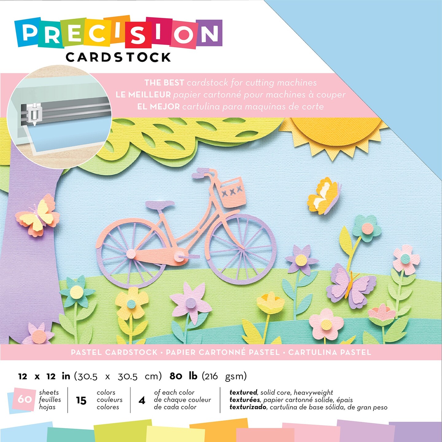 American Crafts Precision Cardstock Pack 80lb 12"X12" 60/Pkg-Pastel ...