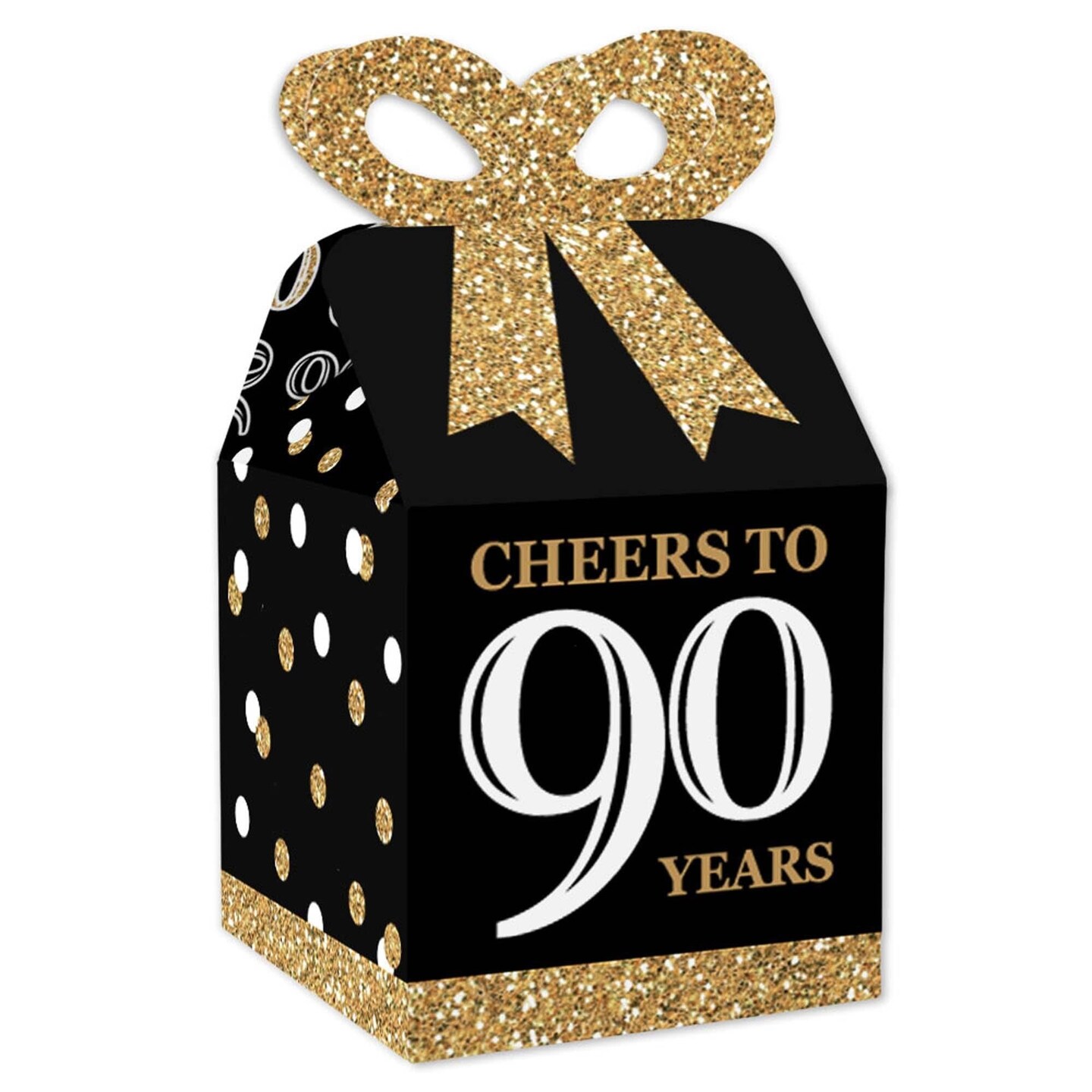 Big Dot of Happiness Adult 90th Birthday - Gold - Square Favor Gift ...