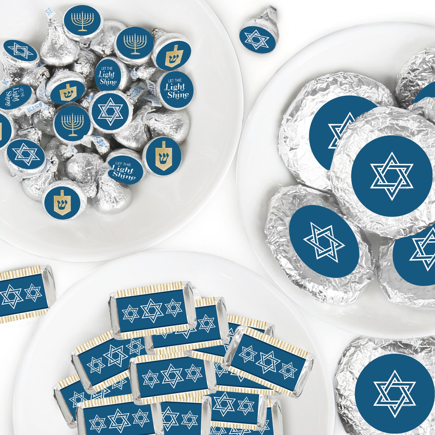 Big Dot of Happiness Happy Hanukkah - Mini Candy Bar Wrappers, Round ...