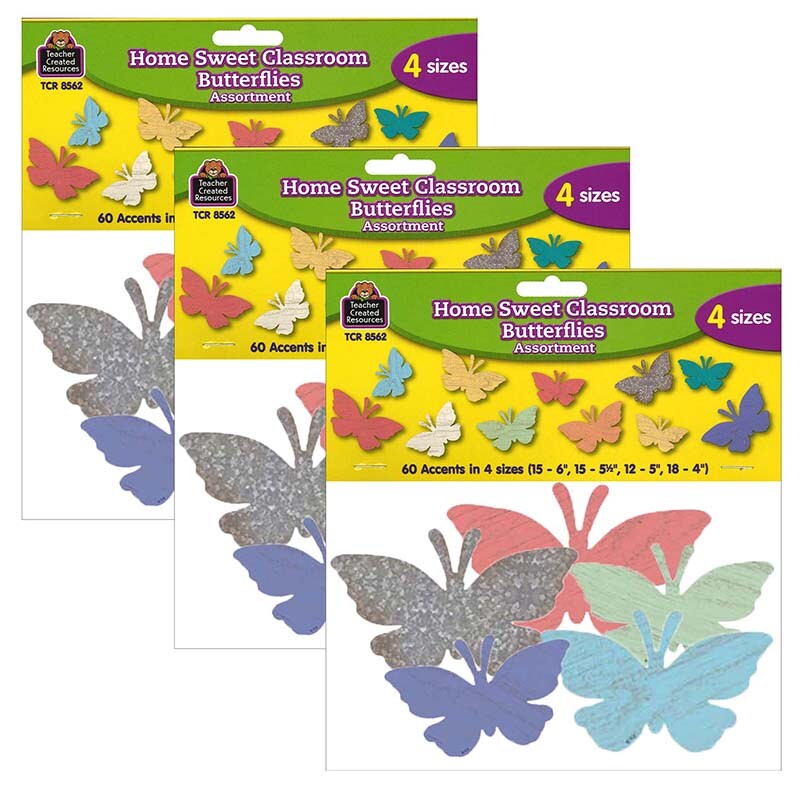Home Sweet Classroom Butterflies Accents, Assorted Sizes, 60 Per Pack ...
