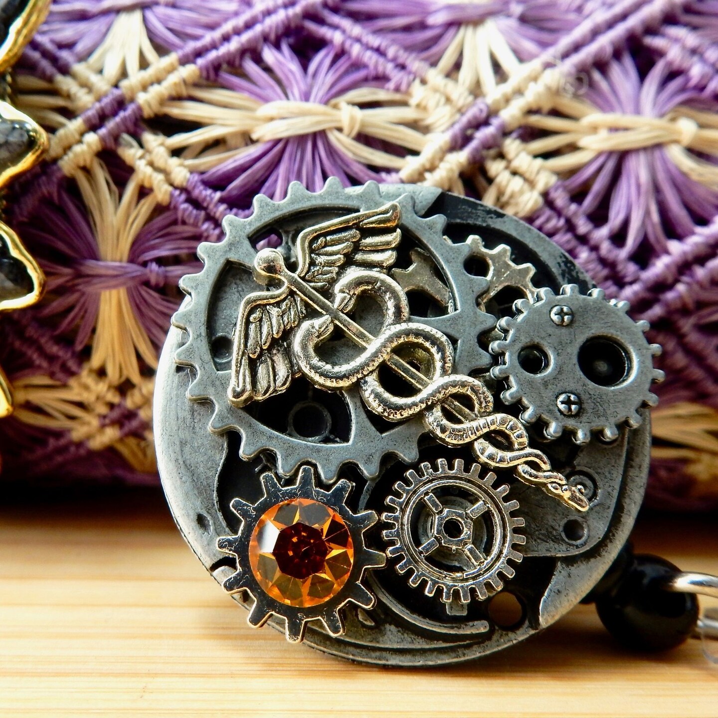 Personalized Steampunk Caduceus Badge Holder, Custom Retractable Badge ...