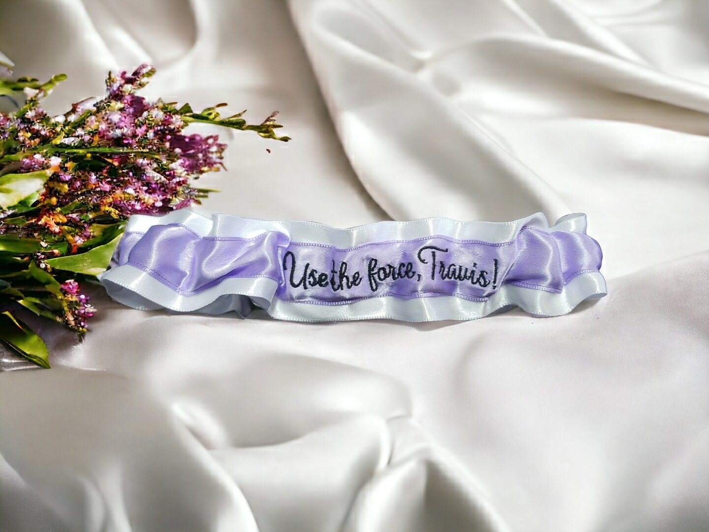 Use The Force Your Name Custom Colors Embroidered Bridal Wedding Prom Garter Personalized