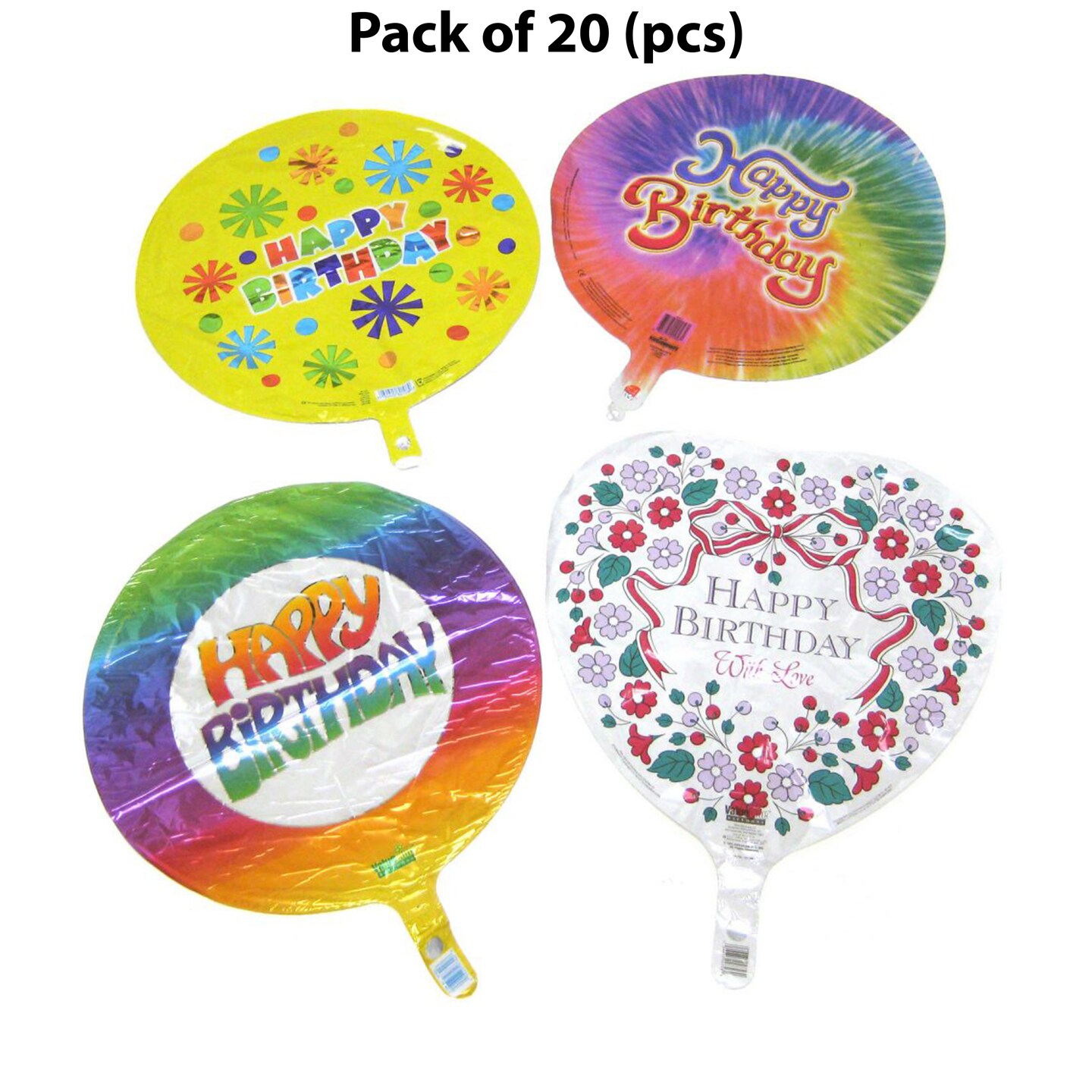 Mylar Happy Birthday Balloon - 18 Inch – Assorted (Multi Pack) | MINA ...