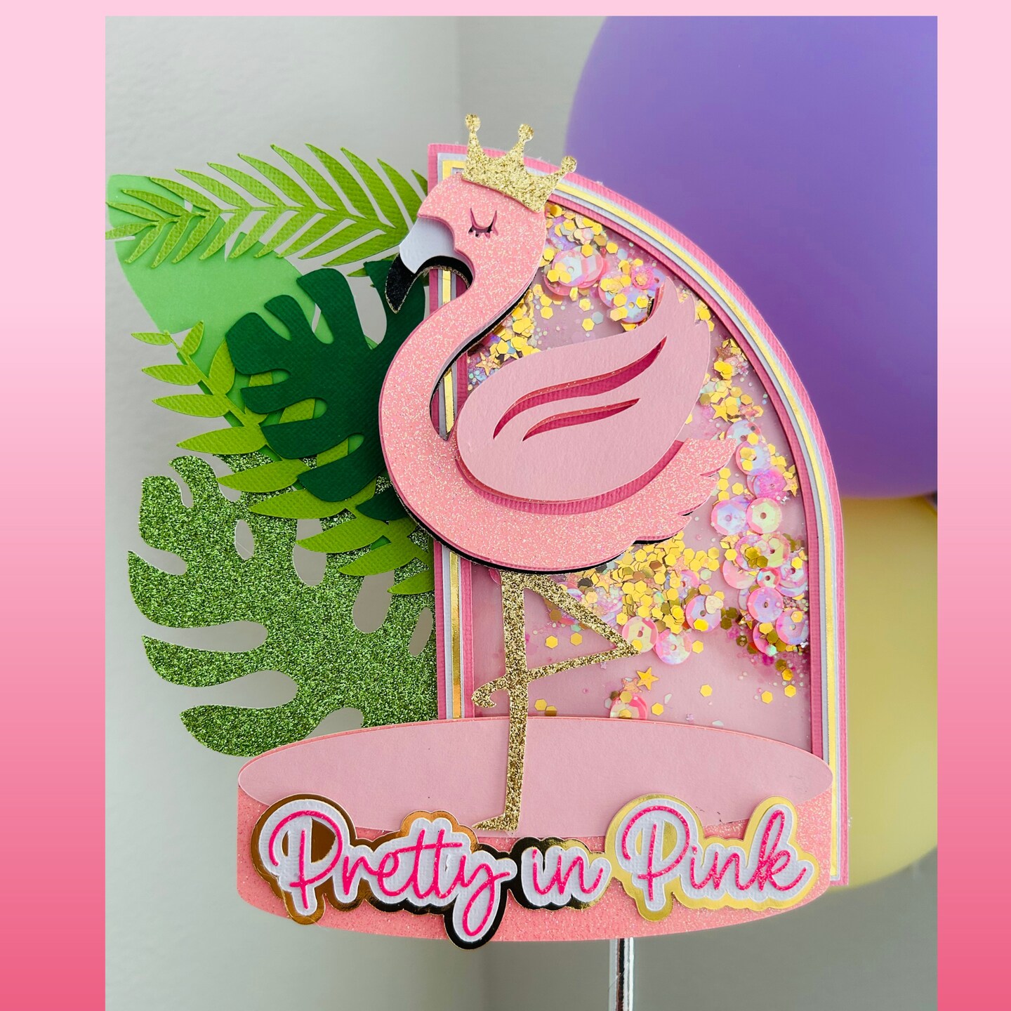 Flamingo Shaker Cake Topper | Flamingo Cake Topper | Luau Party | Pool ...